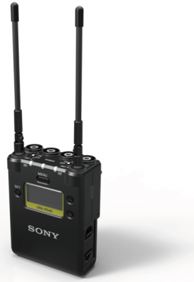 Sony URX-P03D compact dual channel radio mic receiver connects via MI shoe to FS7, FS5, a7 ...