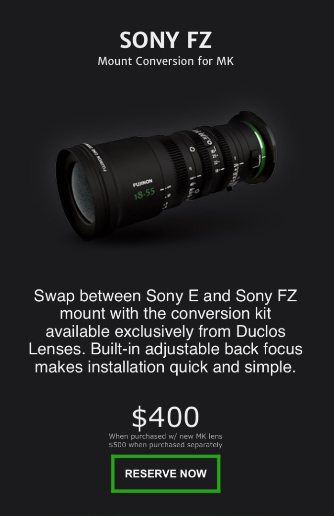 Duclos Lenses Sony FZ mount kit for Fujinon's new MK zooms - Newsshooter