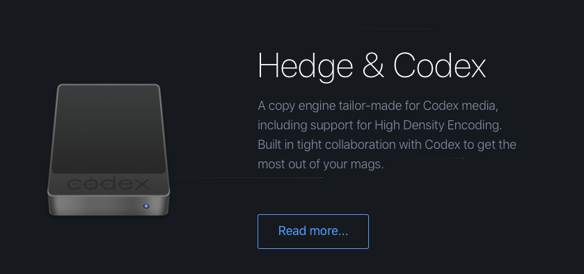 Hedge now supports Codex Media - Newsshooter