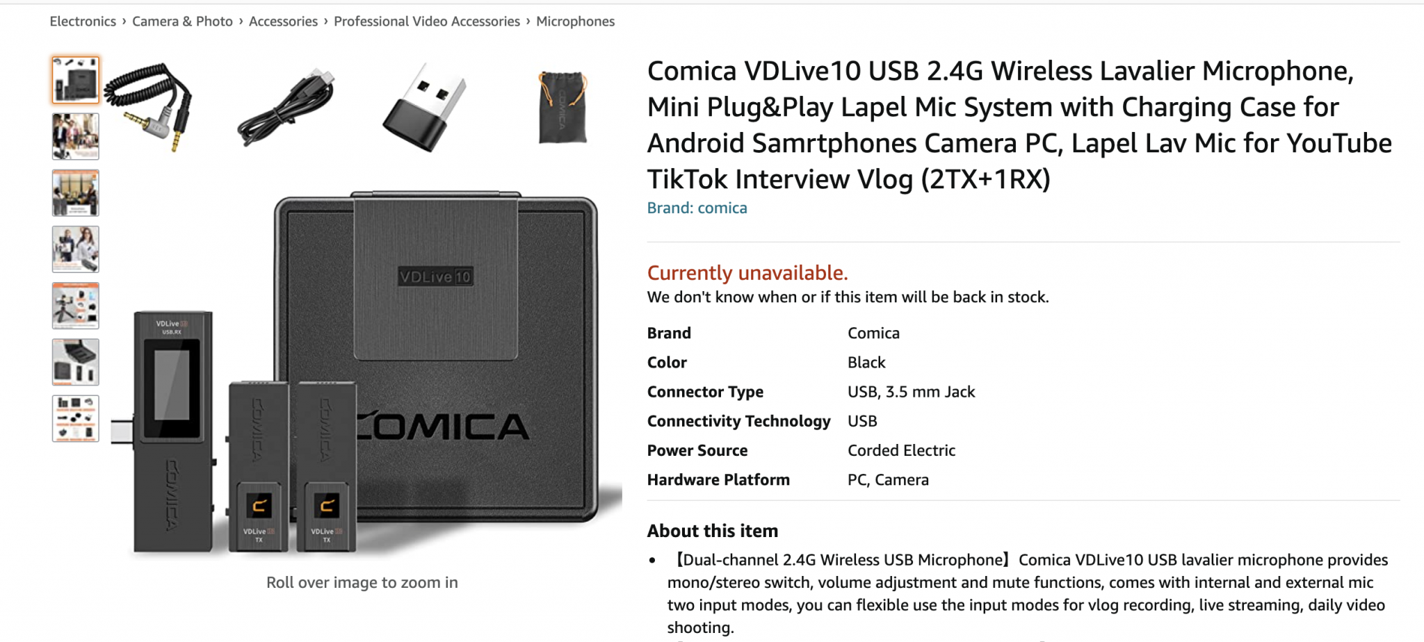 Comica VDLive10– 2.4GHz wireless USB-A/USB-C, Lightning, & 3.5mm ...