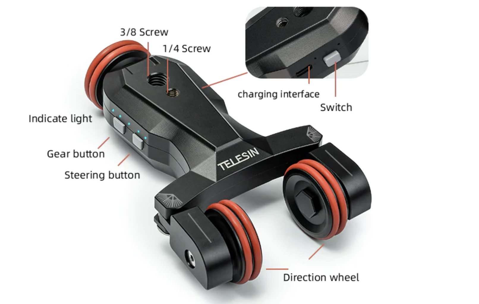 TELESIN Motorized Camera Dolly Slider Smart Remote Control Camera Car ...