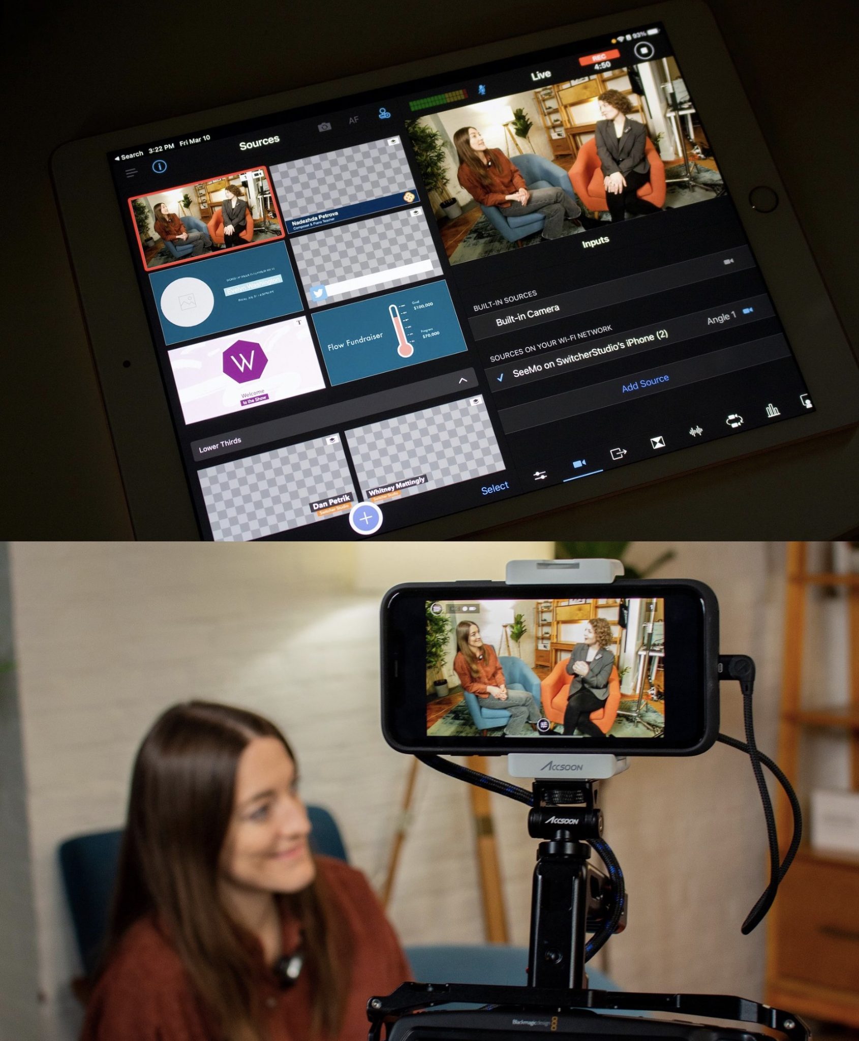 Accsoon SeeMo iOS HDMI adapter integration with Switcher Studio live ...