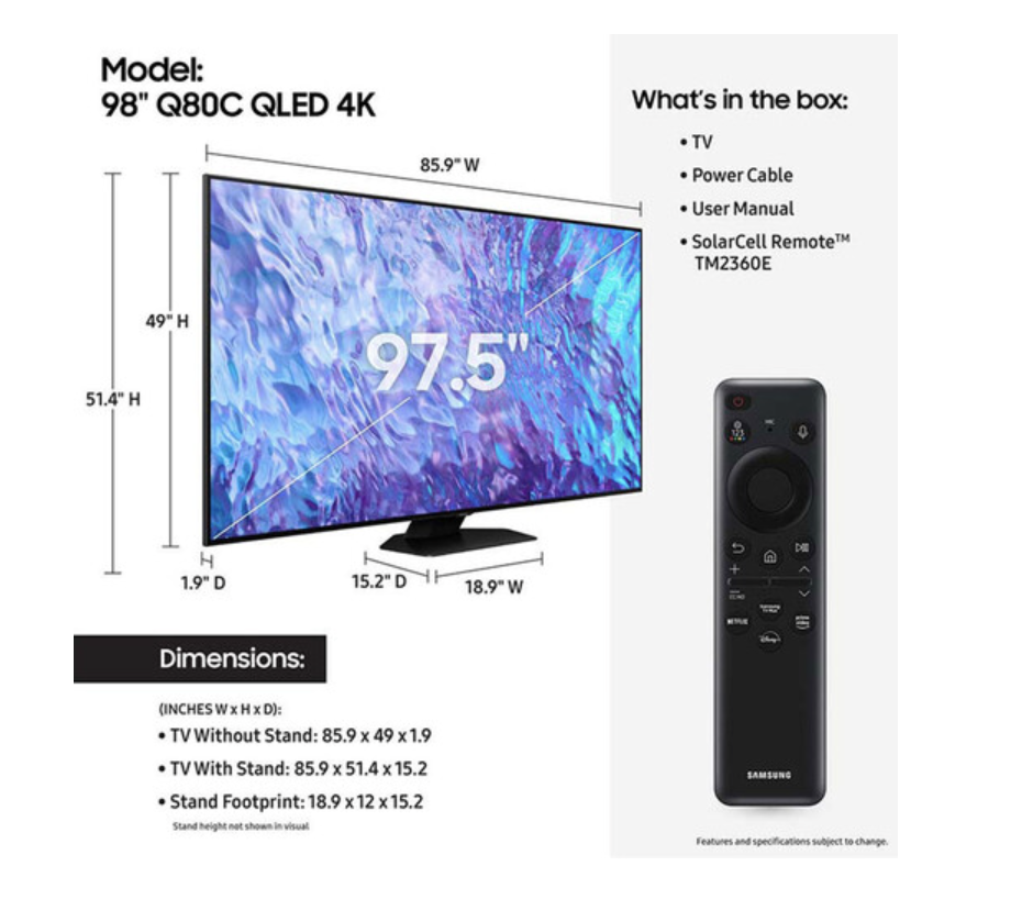 Samsung Q80C 98" 4K HDR Smart QLED TV - Newsshooter