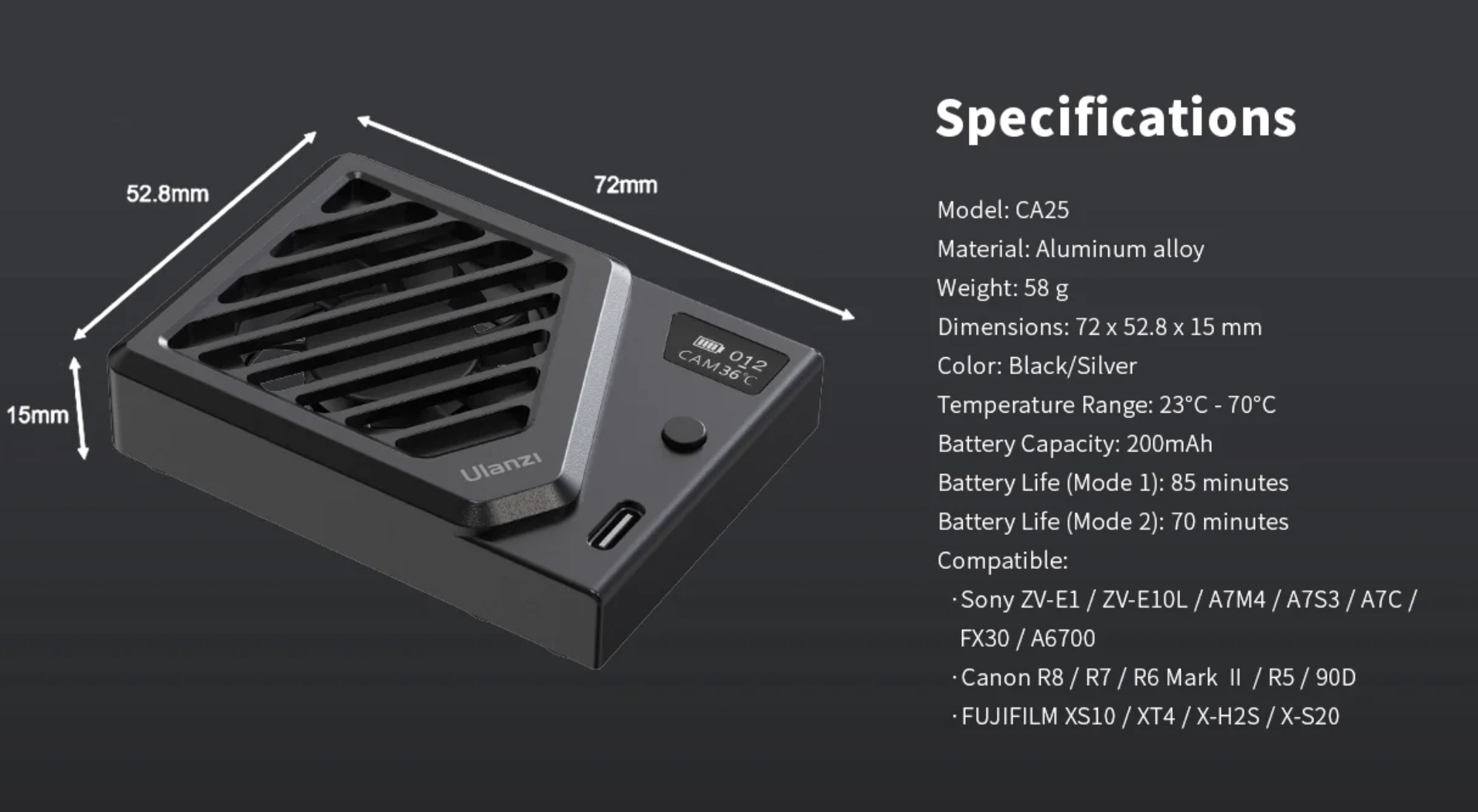 Ulanzi Camera Cooling Fan For Sony / Canon / FUJIFILM - Newsshooter