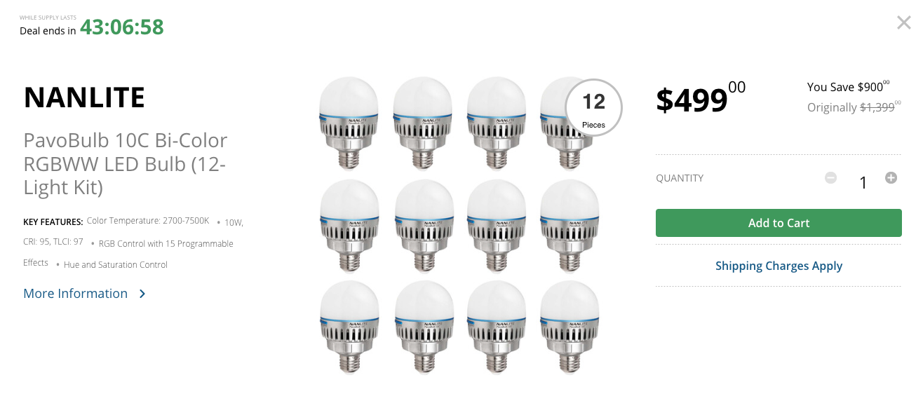 Nanlite PavoBulb 10C Bi-Color RGBWW LED Bulb (12-Light Kit) on sale for ...