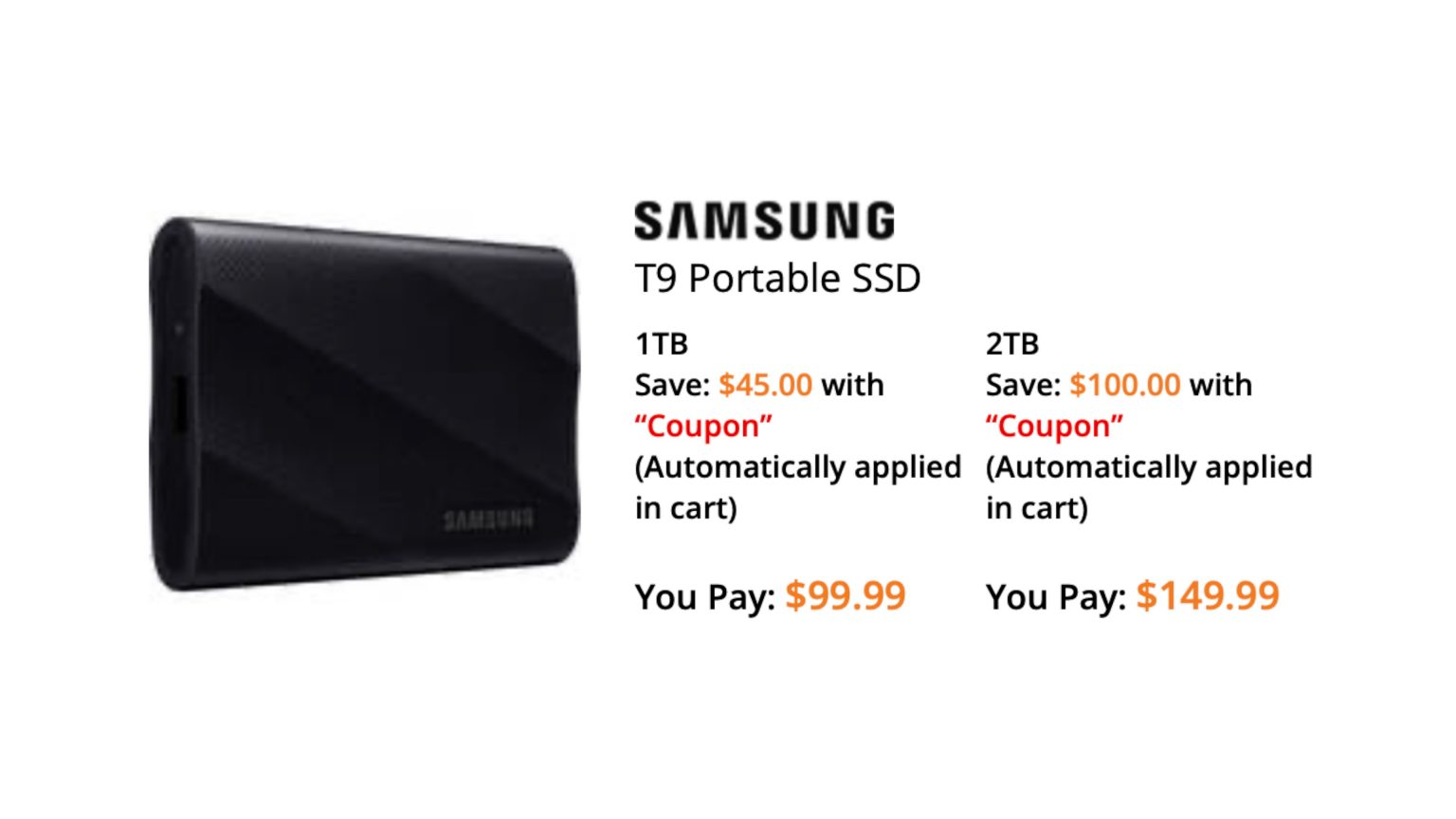 Samsung 1TB & 2TB T9 Portable SSDs on sale - Newsshooter