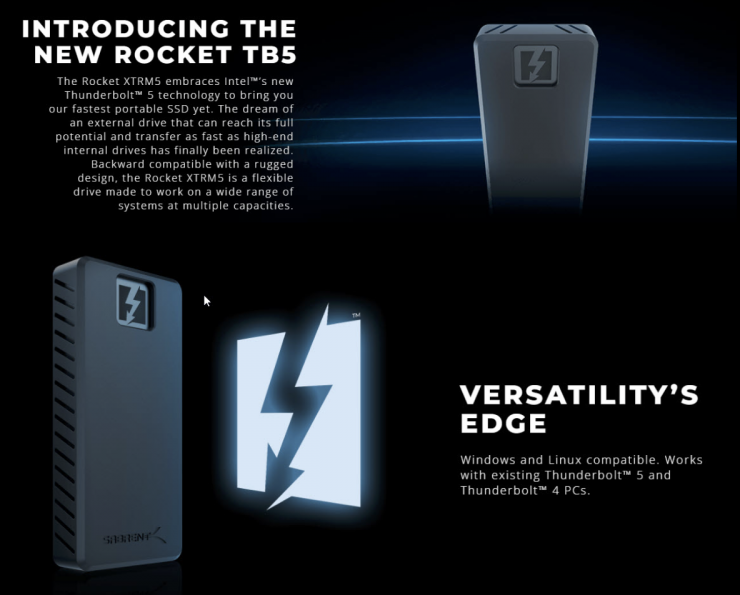 Sabrent Rocket XTRM 5 World's First Thunderbolt 5 External SSD Drive ...