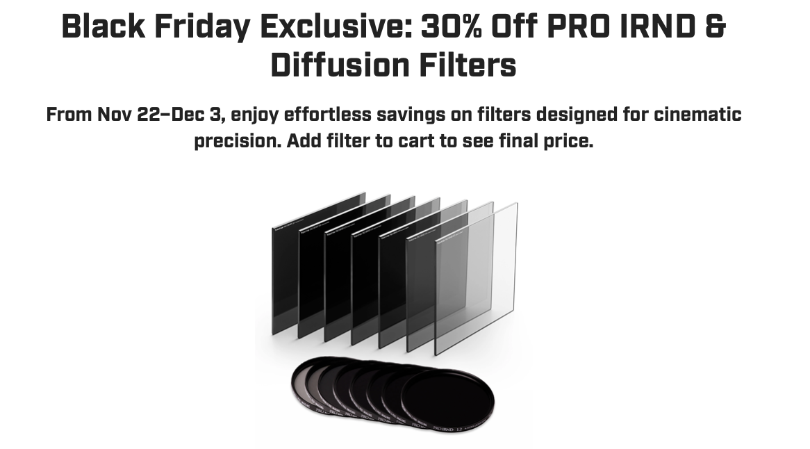 Tokina Cinema USA Black Friday Exclusive: 30% Off PRO IRND & Diffusion ...