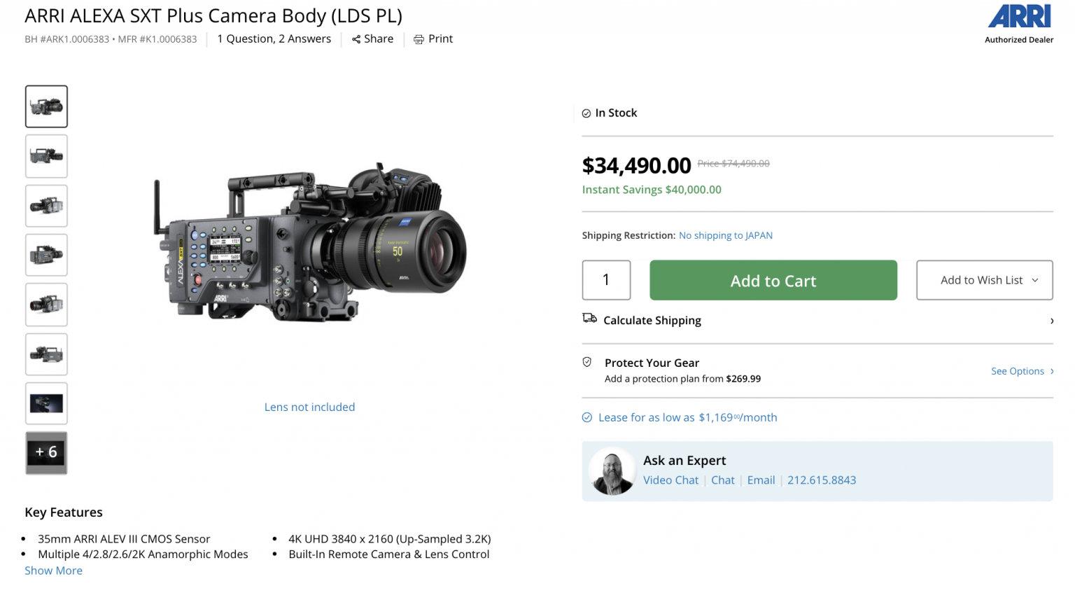 ARRI ALEXA SXT Plus Camera Body (LDS PL) discounted to $34,490 USD - Newsshooter