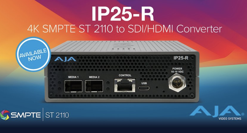 AJA IP25-R– high-performance 4K SMPTE ST 2110 to 12G-SDI/HDMI Mini ...