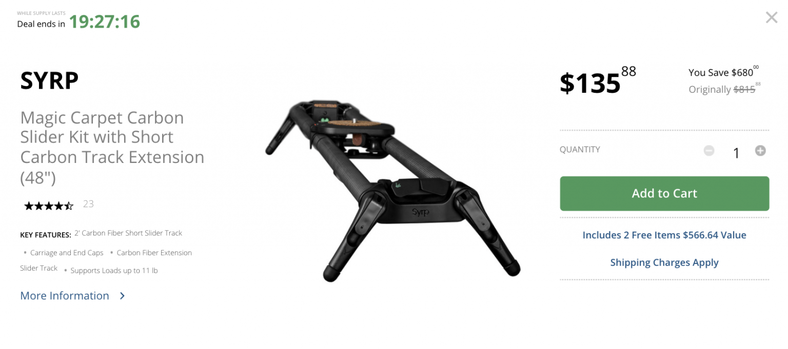 Syrp Magic Carpet Carbon Slider Kit with Short Carbon Track Extension ...