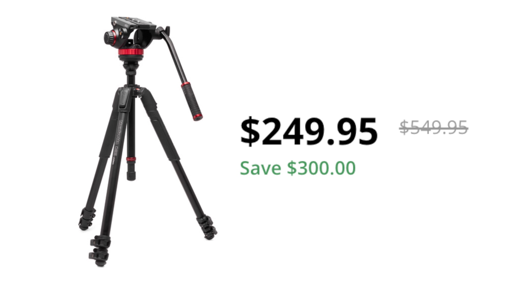 Save $300 USD on the Manfrotto 3-Section Aluminum Video Tripod Kit with ...